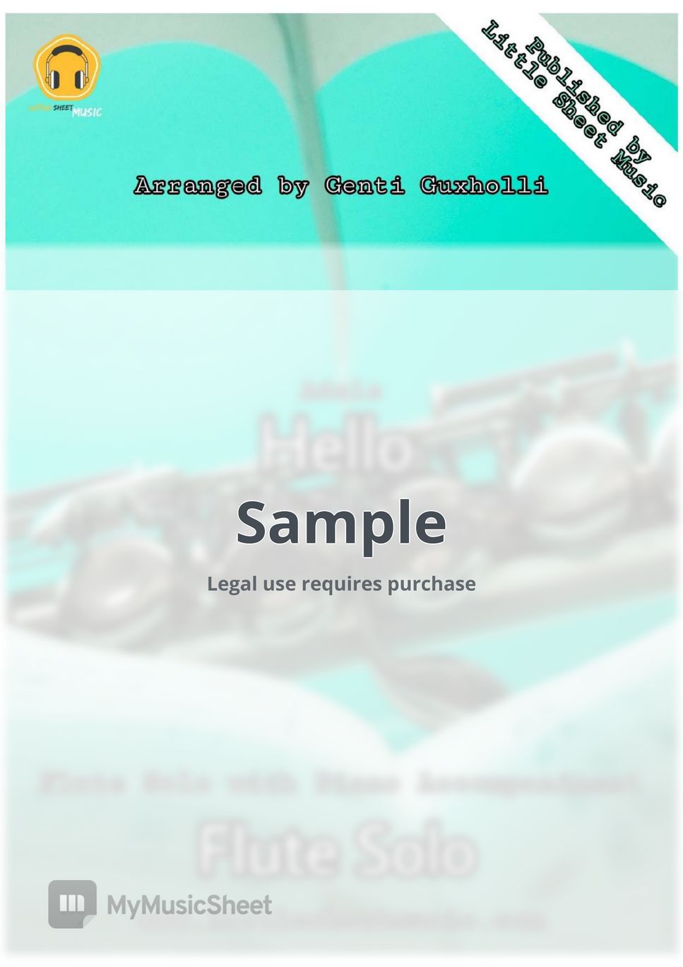 Adele - Hello (Flute Solo with Piano Accompaniment) 악보 by Genti Guxholli