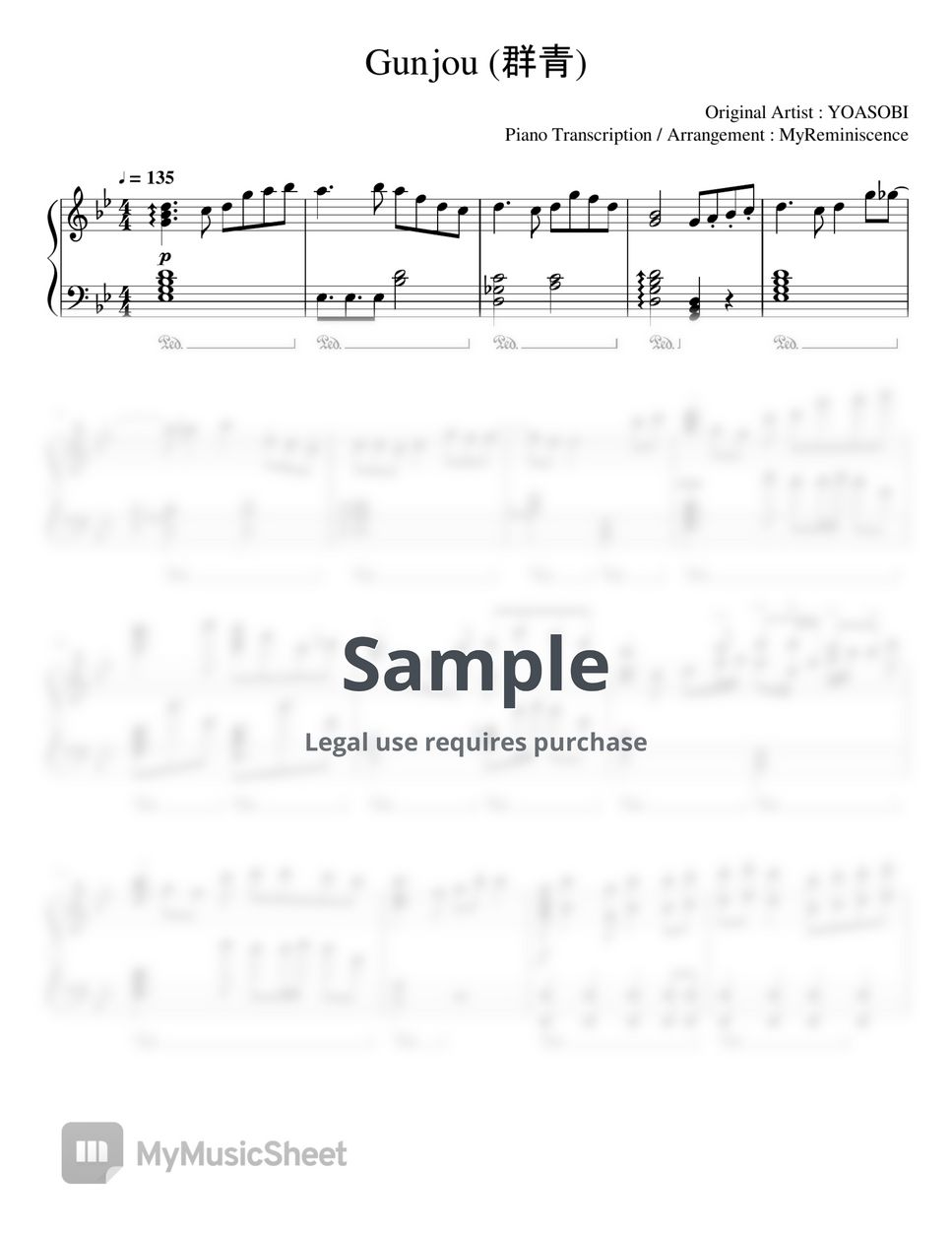 YOASOBI - Gunjou Sheets by Aoryn (MyReminiscence)