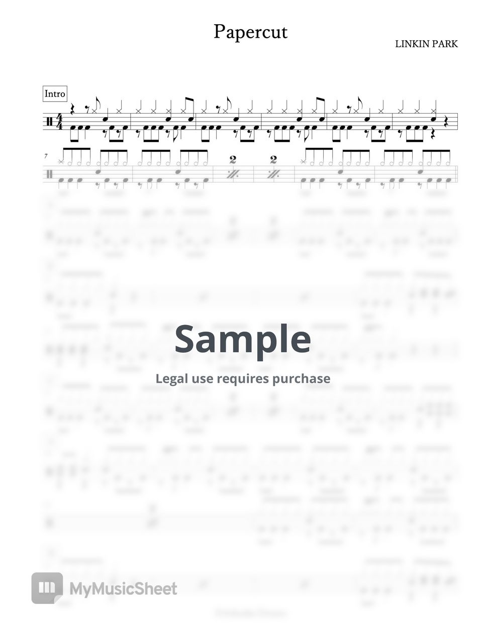 LINKIN PARK - Papercut Sheet Music by Arkadia Drums