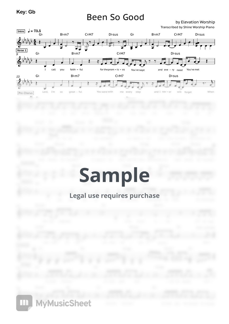 Steven Furtick, Chandler Moore, Brandon Lake - Been So Good (Elevation Worship) 楽譜 by Shine ...