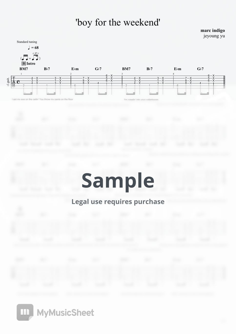 marc indigo - 『boy for the weekend』 (guitar cover) Sheet Music by ...