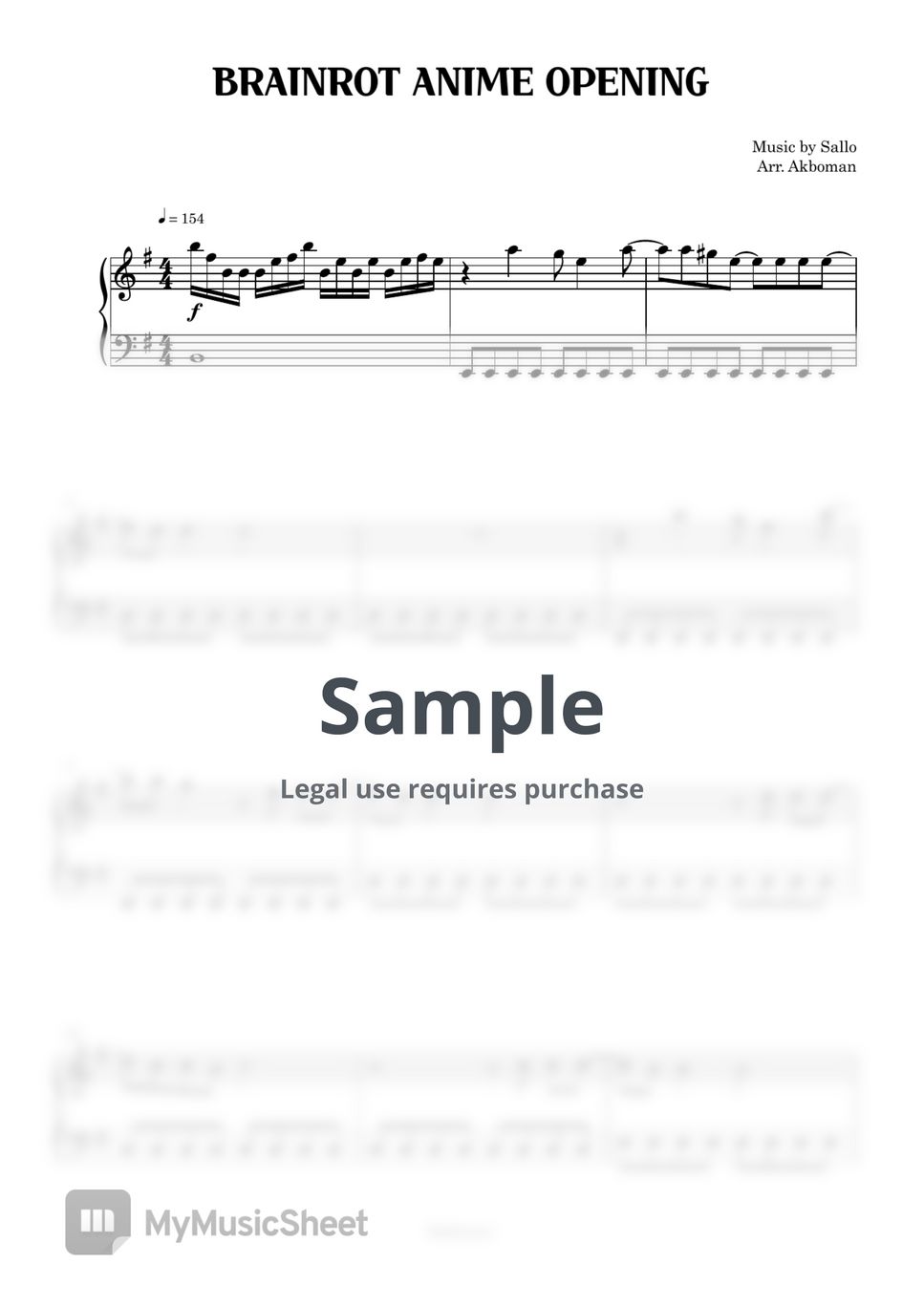 Sallo - BRAINROT ANIME OPENING Sheet Music by Akboman