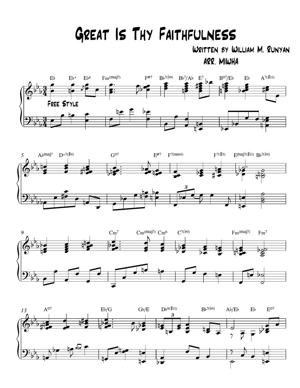 Hymn - Great Is Thy Faithfulness (Jazz Ver.) نوتة by MIWHA