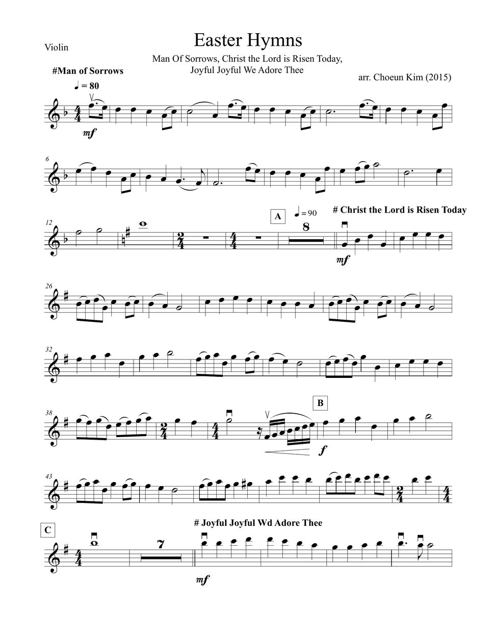 Hymn - Easter Hymns Medley 부활절 찬양메들리 (피아노 콰르텟) Sheet by Music Cho