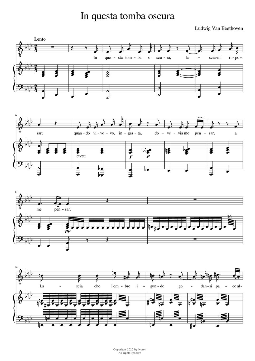 L.V.Beethoven - In questa tomba oscura (Abmaj) 악보 by noten(노튼)