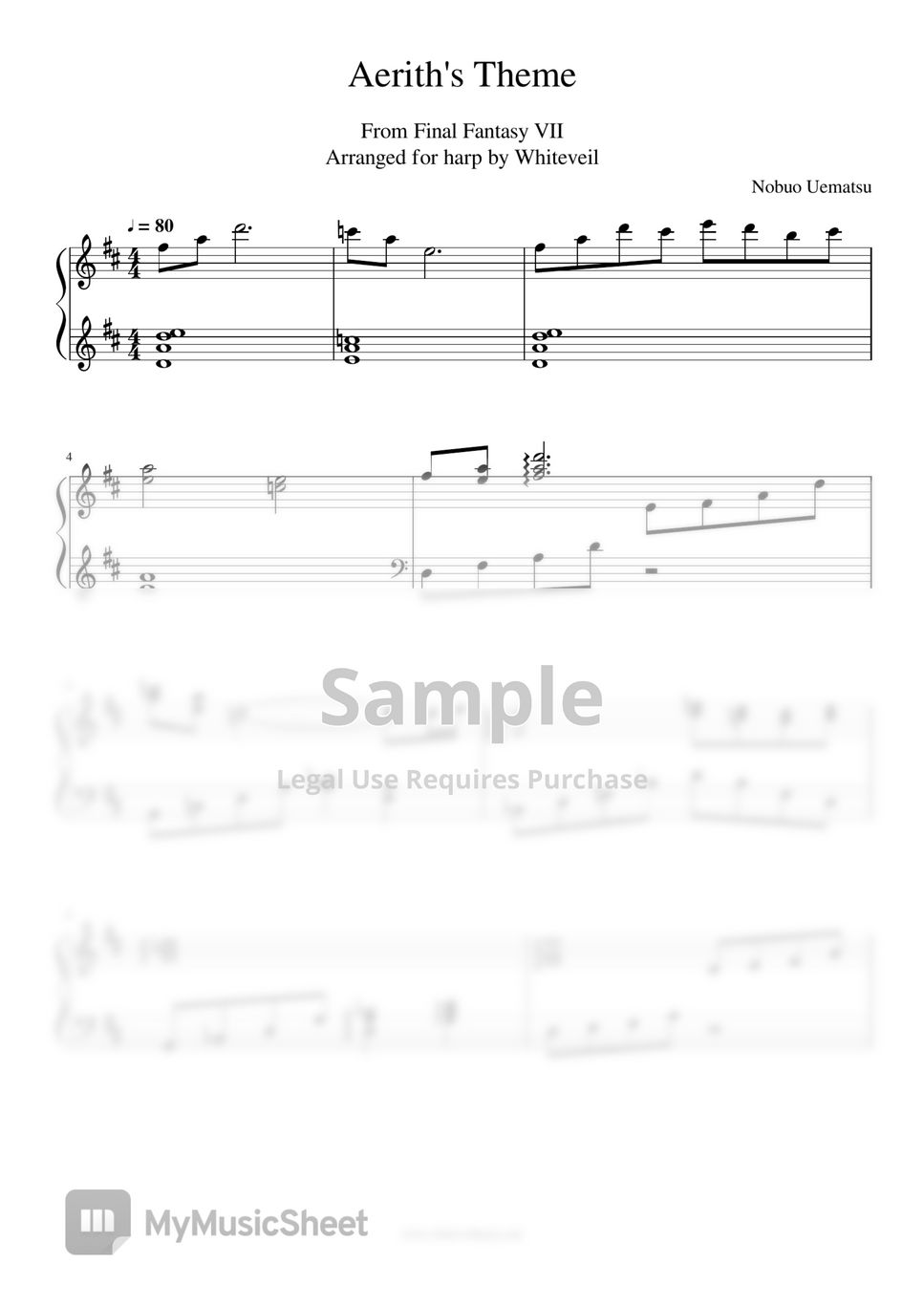 Nobuo Uematsu - Aerith's Theme Sheets by Whiteveil