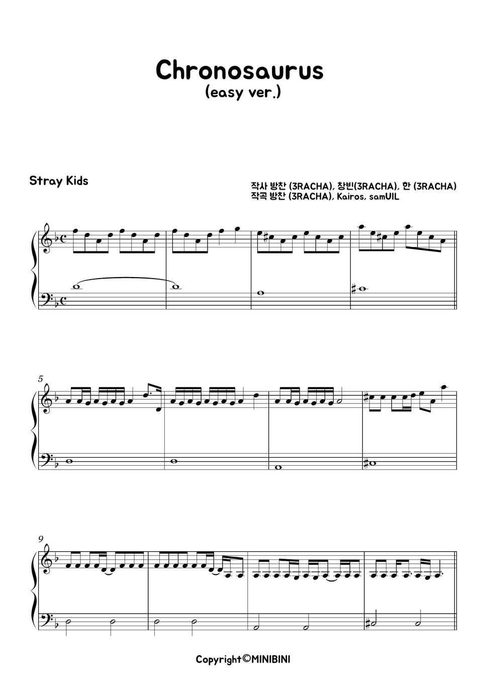 Stray Kids - Chronosaurus [Easy Version] Sheets