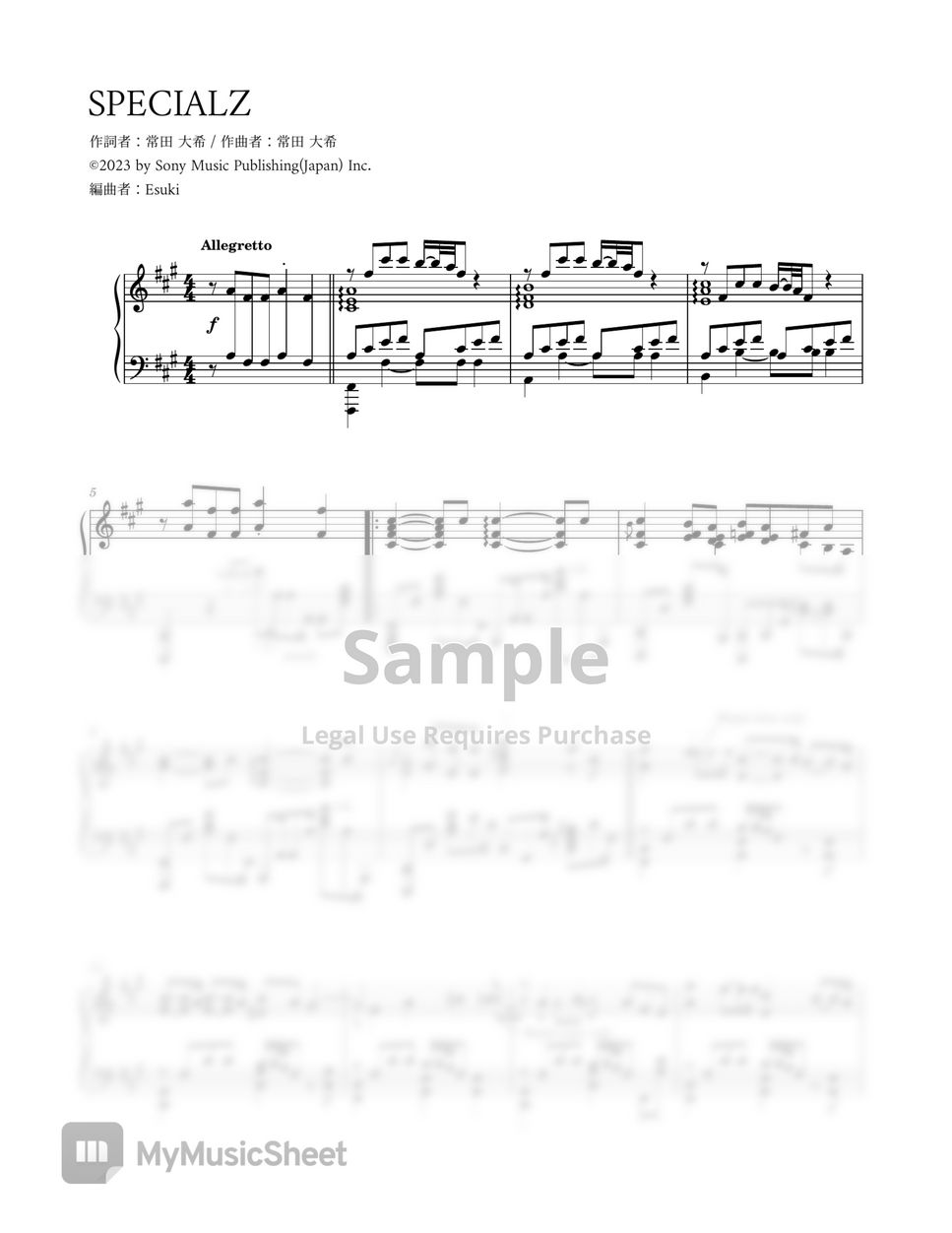 常田大希 - SPECIALZ Sheets by Esuki