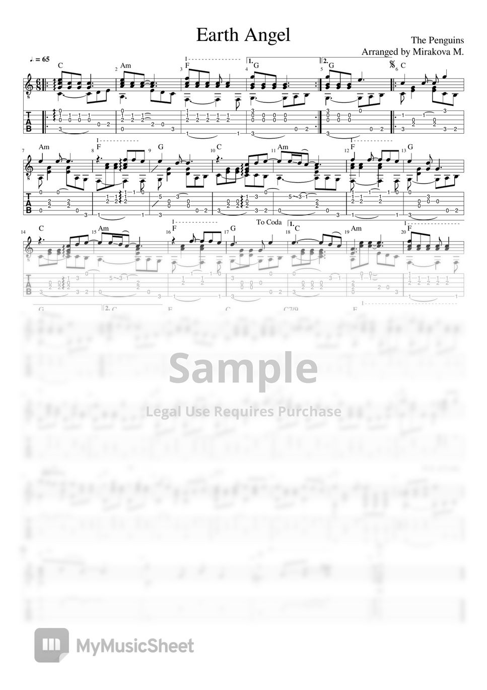 The Penguins - Earth Angel Tab + 1staff by Marina Mirakova