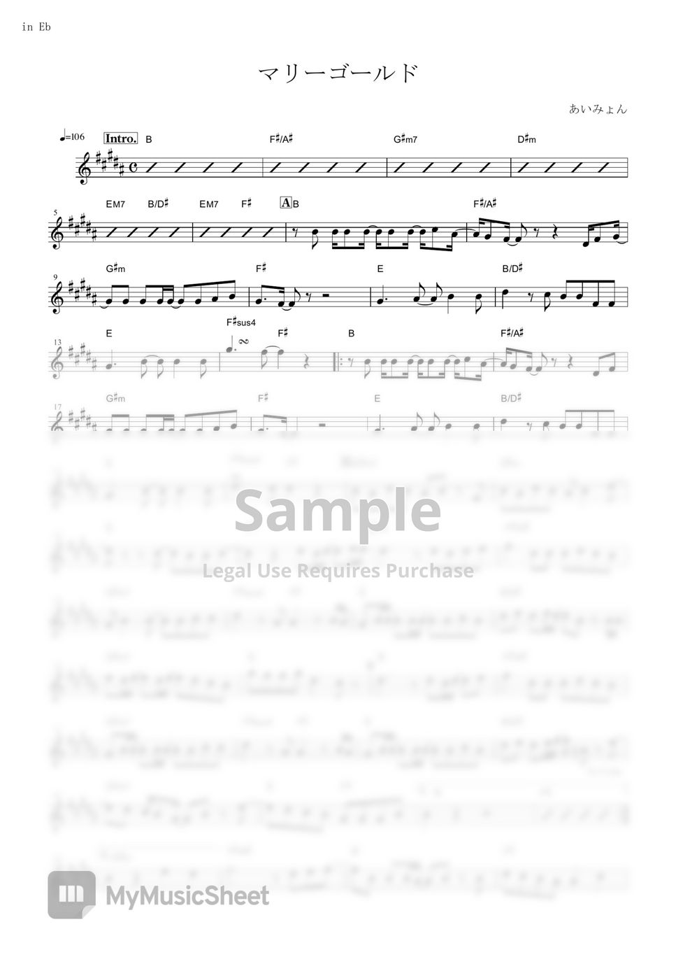 Aimyon - Marigold (in Eb) 악보