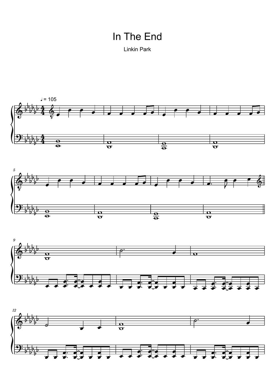 Linkin Park - In the End (Sheet Music, MIDI,) Sheets by Roxette