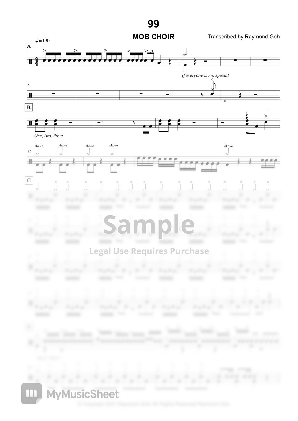 Mob Choir - 99 (Mob Psycho 100) Sheets by Raymond Goh