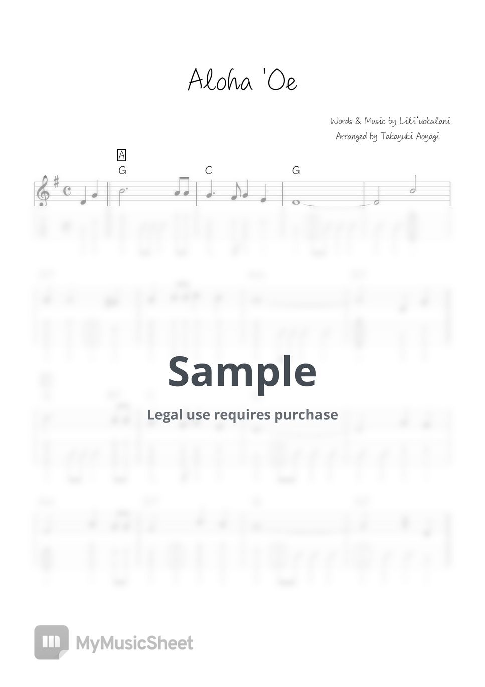 Aloha 'Oe Tab + 1staff by Takayuki Aoyagi