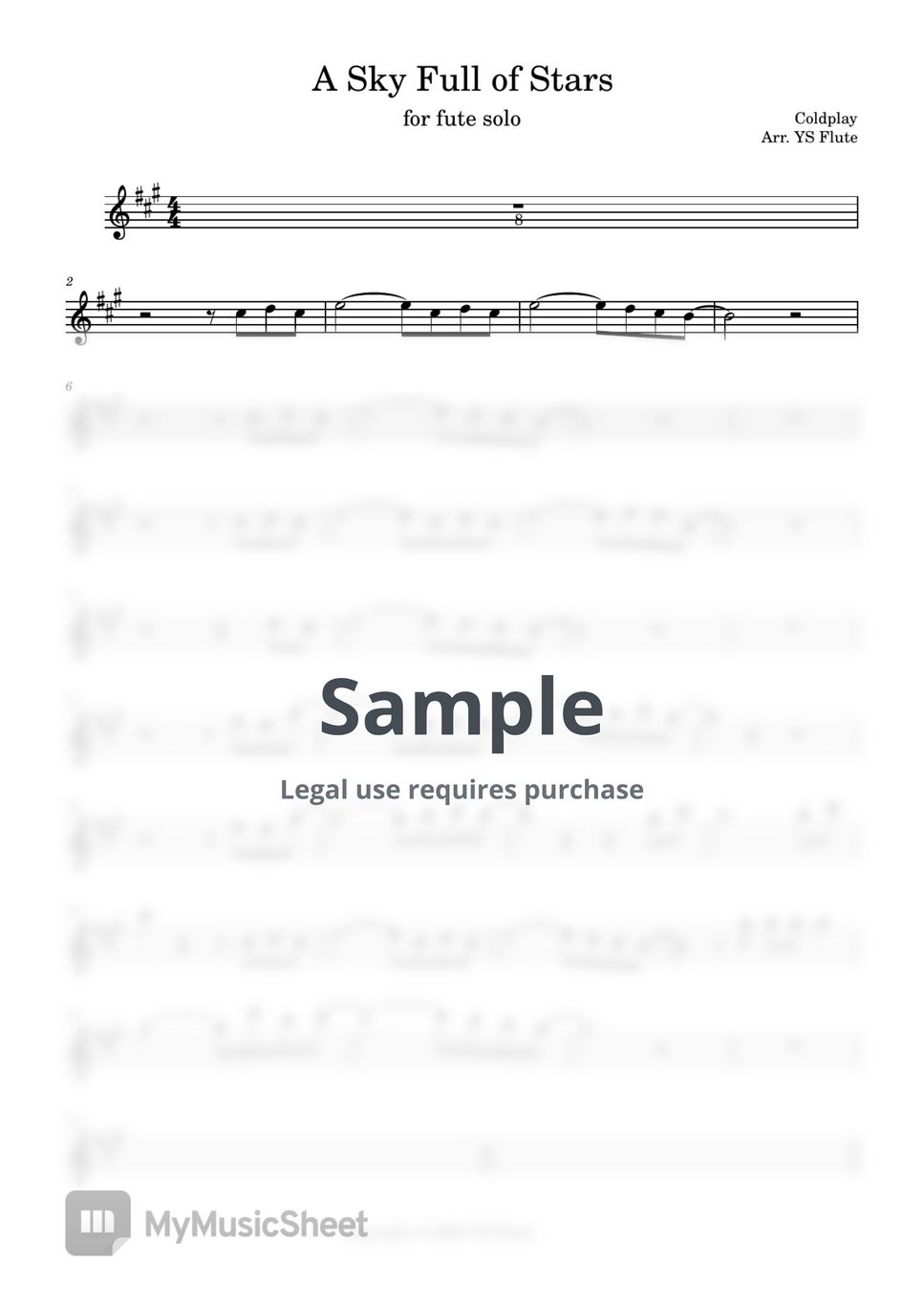 Coldplay - A Sky Full of Stars Sheet Music by YS Flute