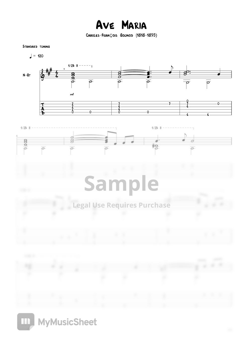 Charles François Gounod - Ave Maria Sheets by 「Agape Guitar」