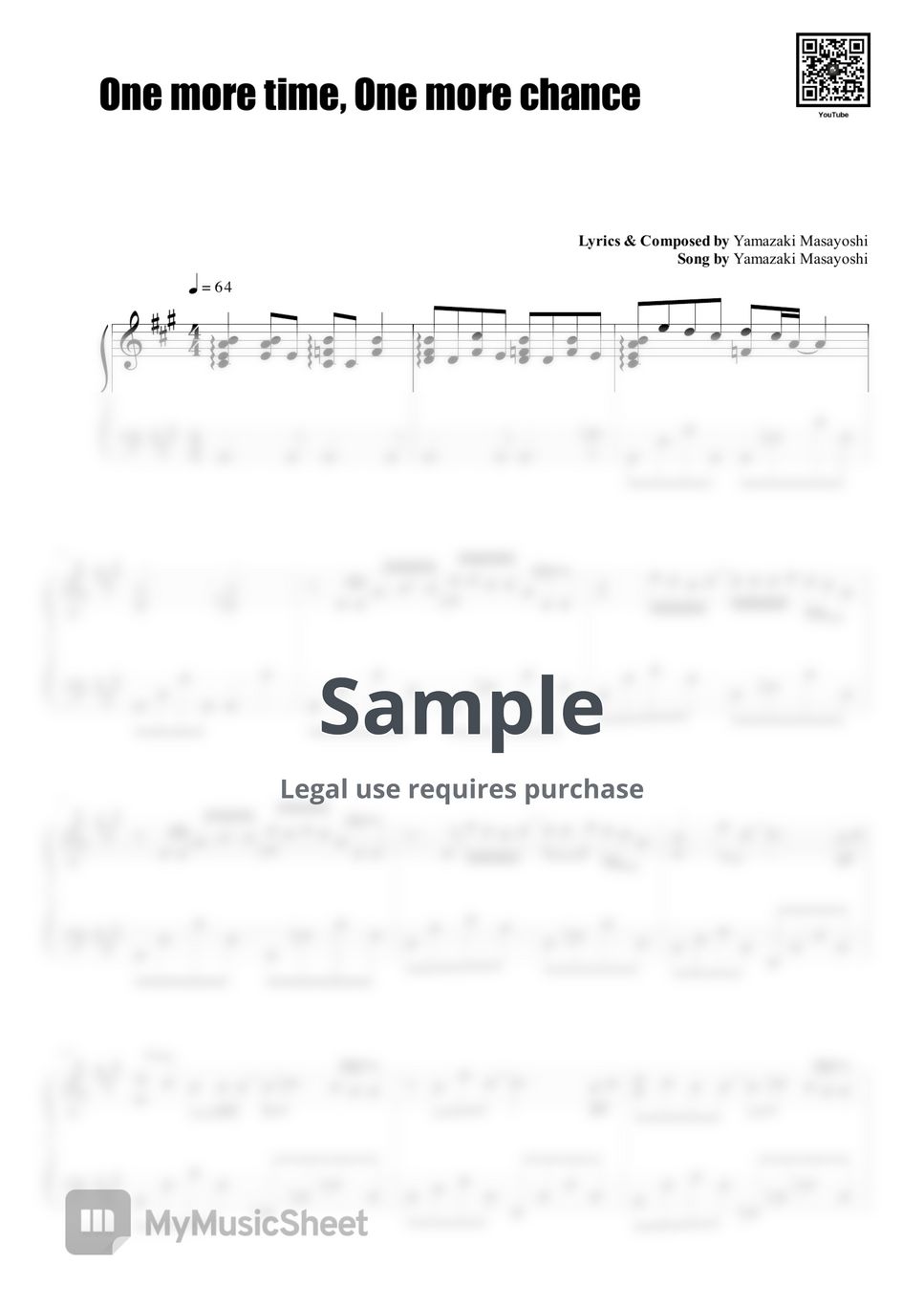 Yamazaki Masayoshi - One more time, One more chance Sheets by 한뼘피아노