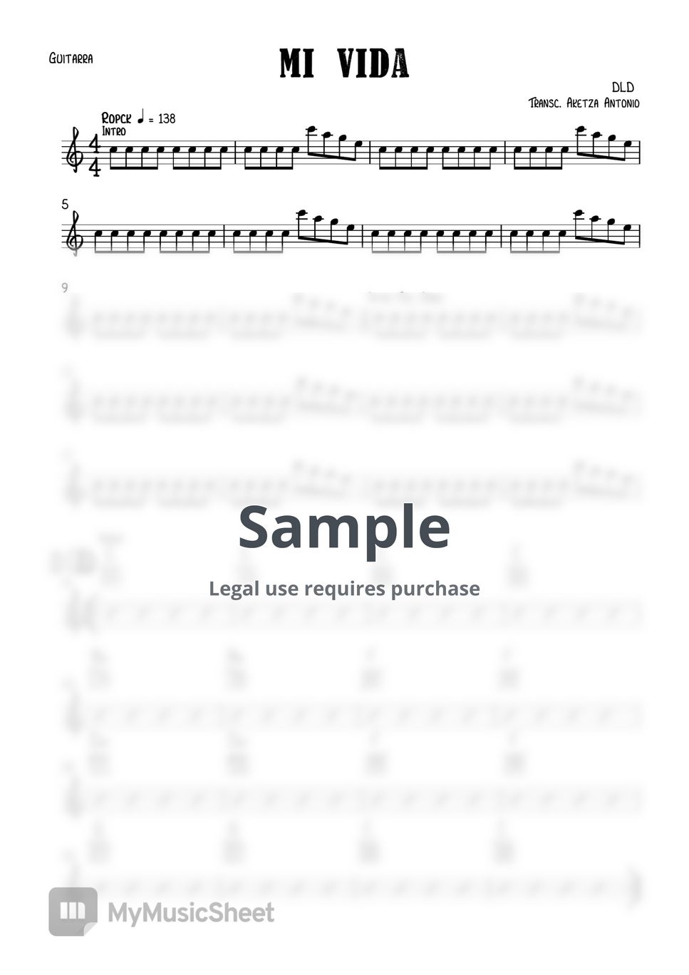 DLD - Mi Vida Sheets by Aketza Antonio