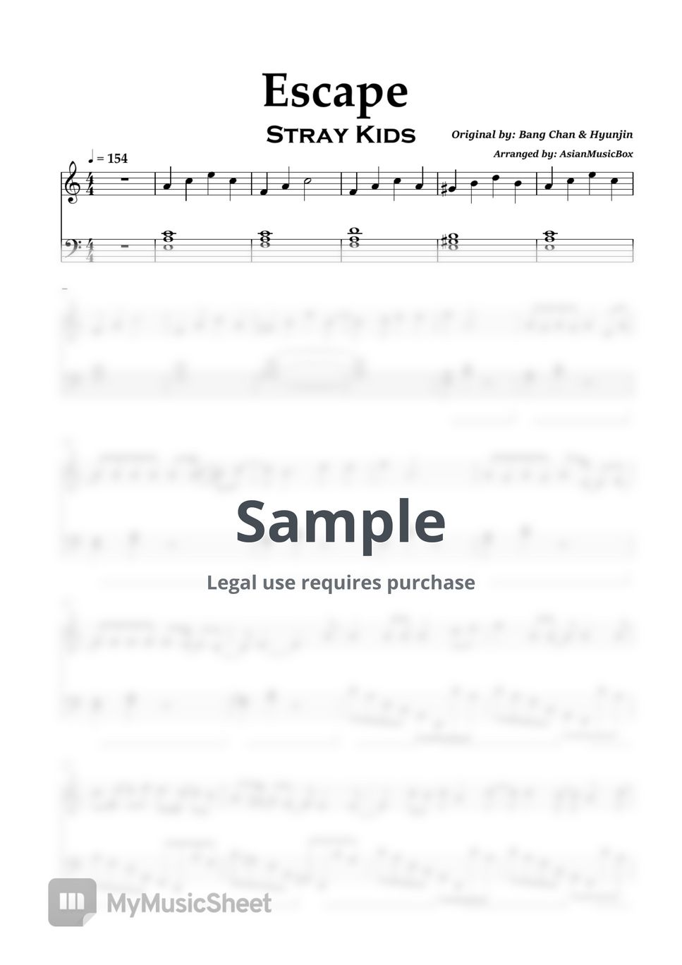 Stray Kids (Bang Chan & Hyunjin) - Escape Sheet Music by AsianMusicBox