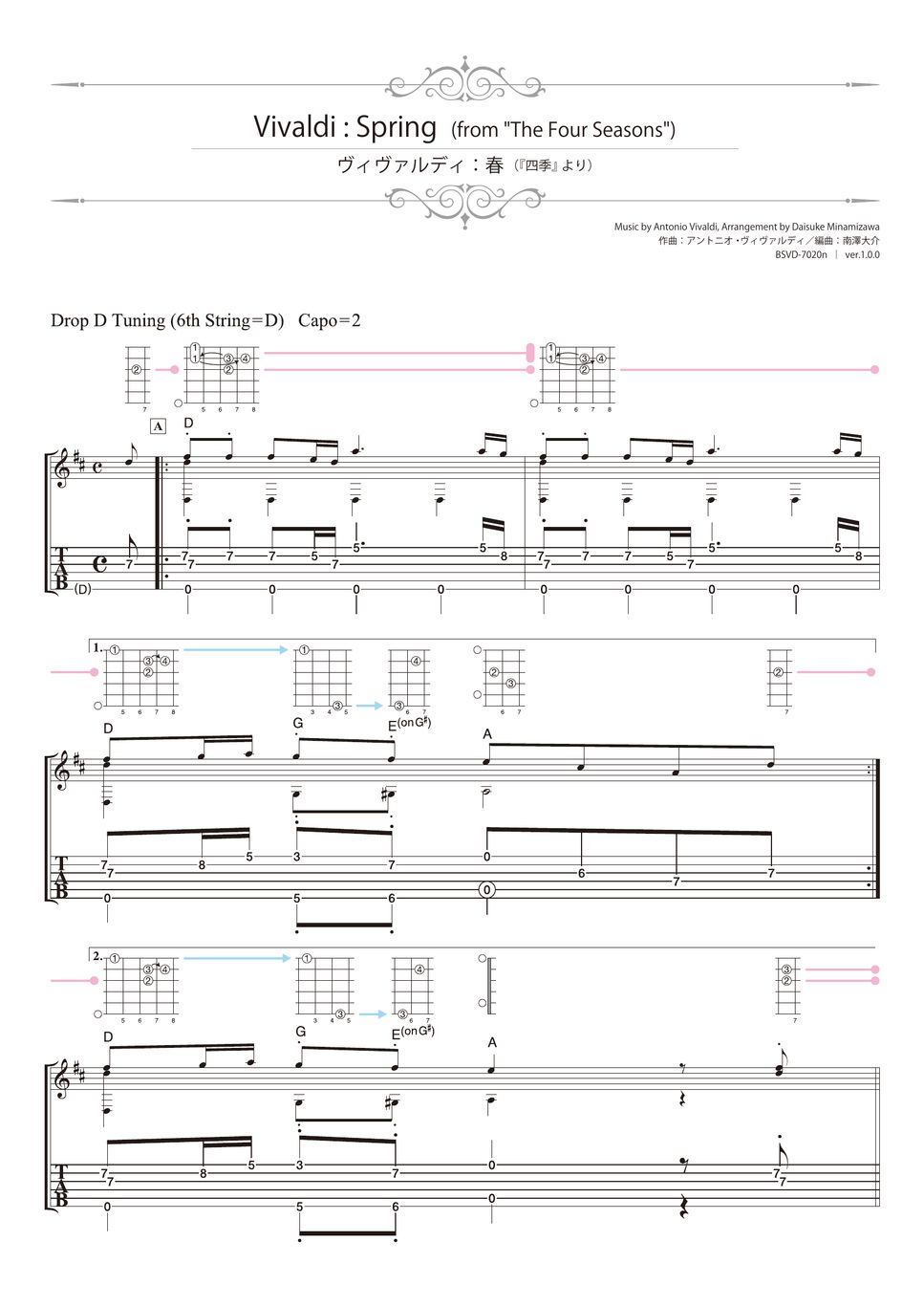 Vivaldi - Spring (from “The Four Seasons”) (Solo Guitar) แทป + บรรทัด 5 ...