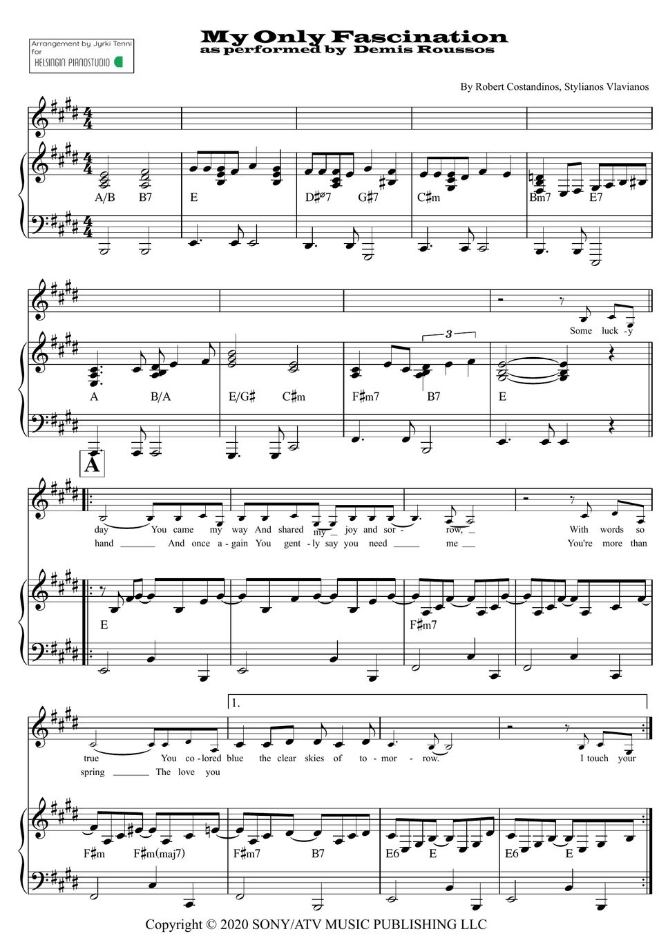 Demis Roussos - My Only Fascination (Vocal + piano accompaniment (no ...