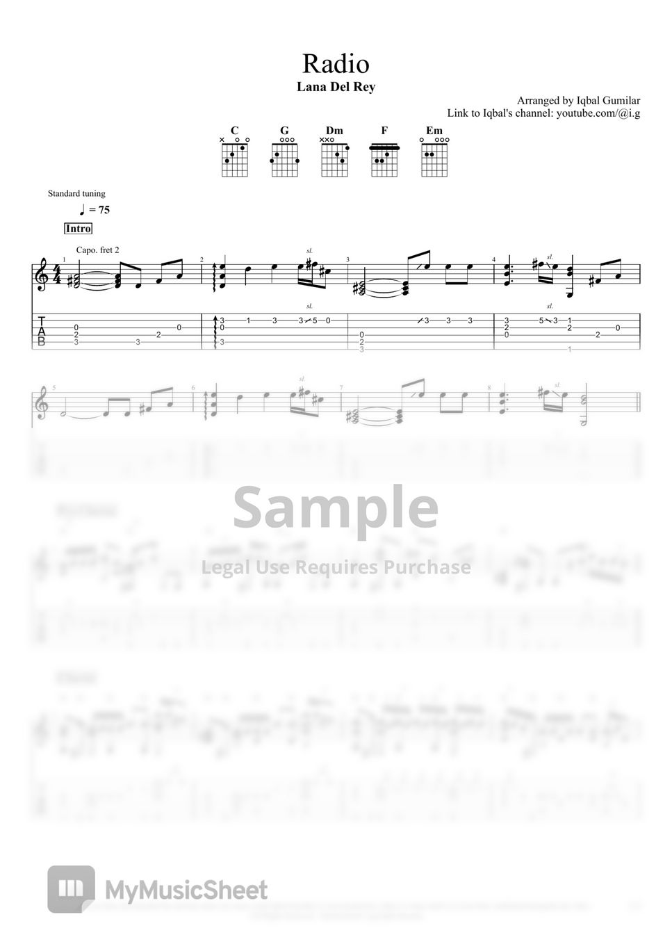 Lana Del Rey - Radio Sheet Music by Iqbal Gumilar