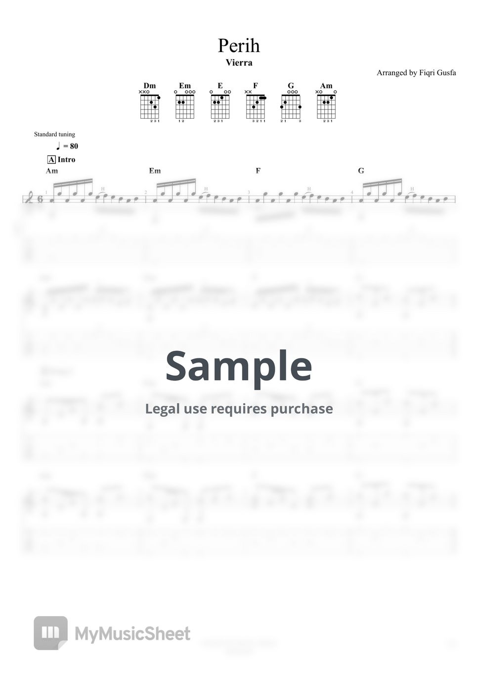 Vierra - Perih タブ+五線譜 by Fiqri Gusfa