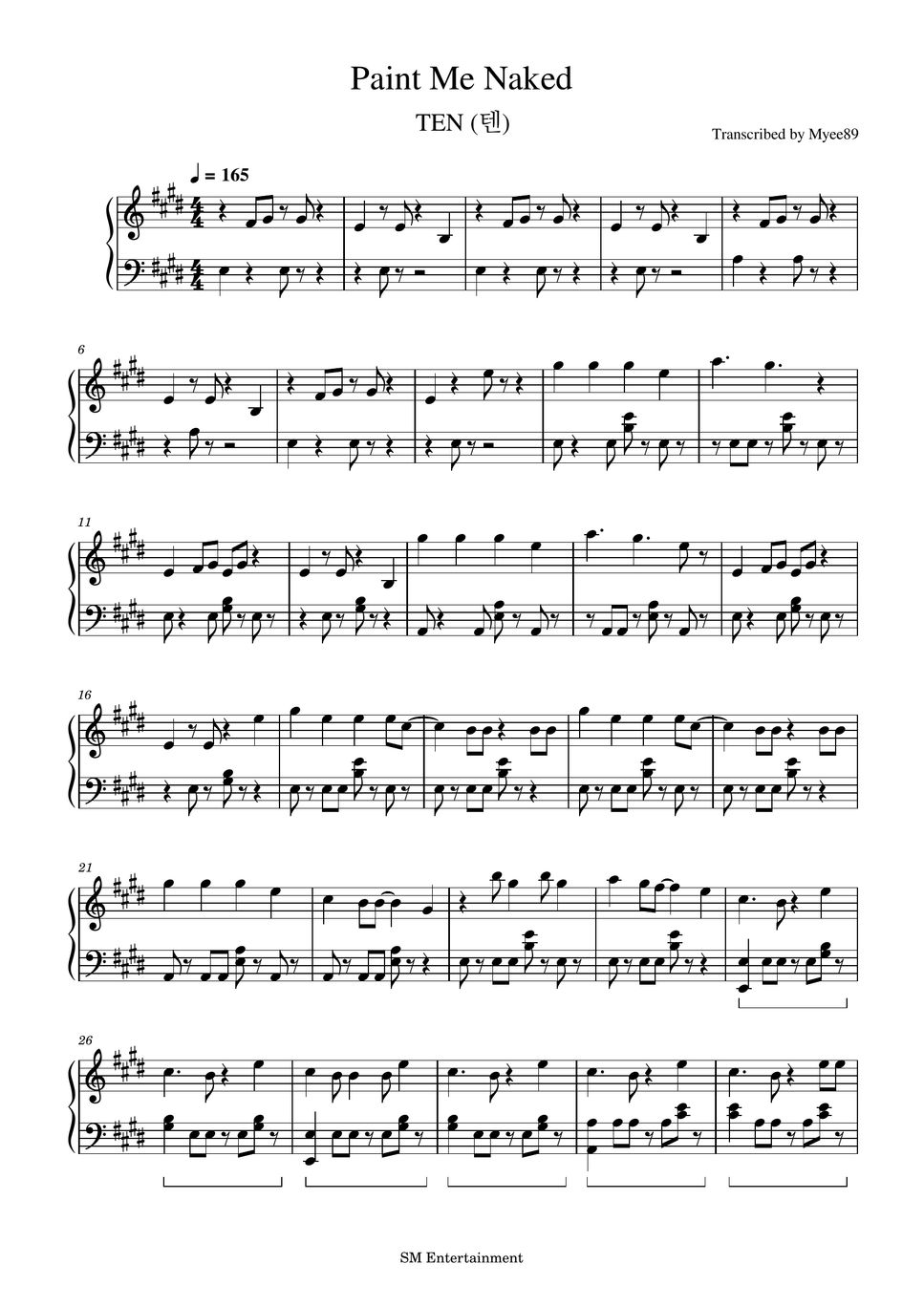 TEN - Paint Me Naked نوتة by Myee89