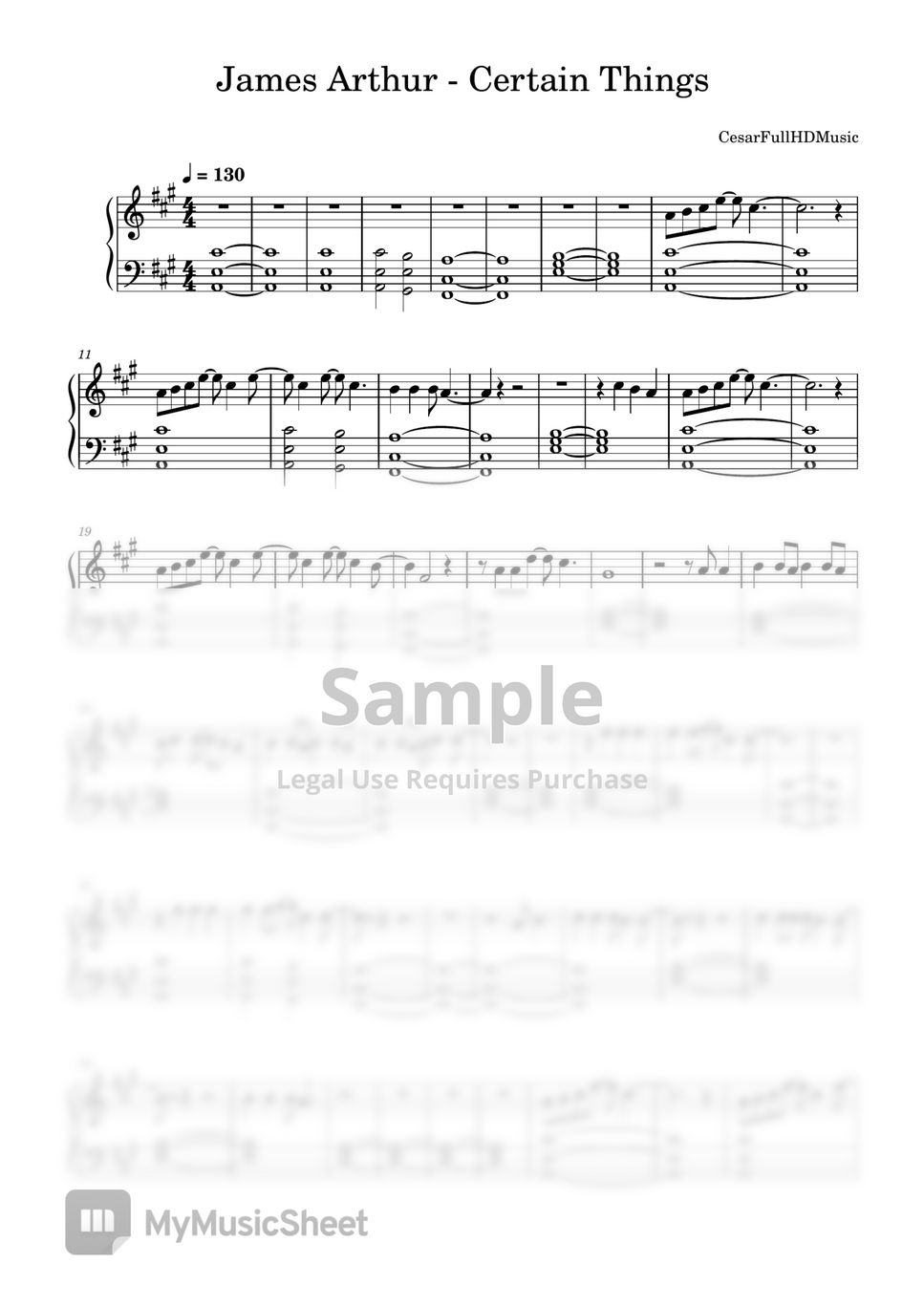 James Arthur - Certain Things Sheet Music