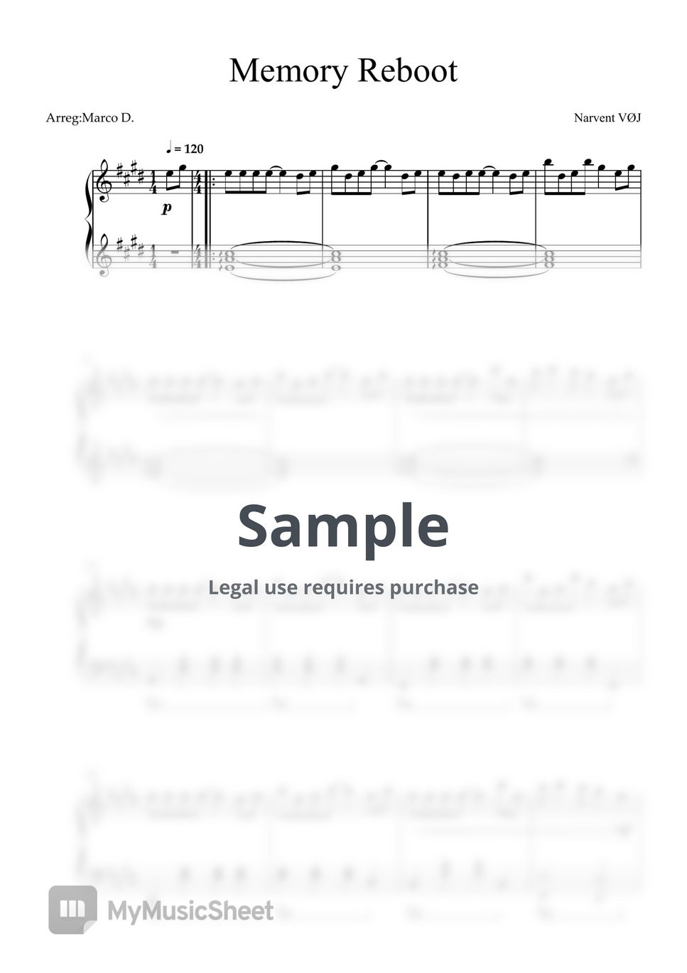 Narvent VØJ - Memory Reboot Sheet Music by Marco D.