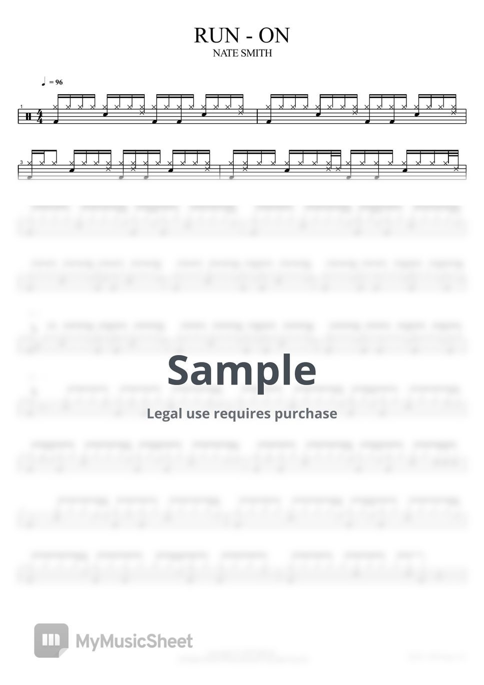 NATE SMITH - RUN - ON Sheet Music by COPYDRUM