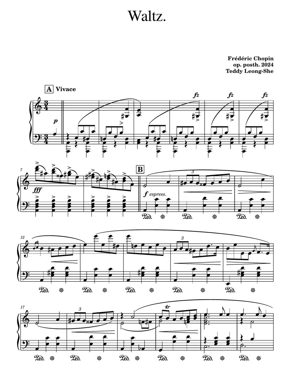 Frédéric Chopin - Valse en la mineur 2024 Sheet Music by Teddy LEONG-SHE