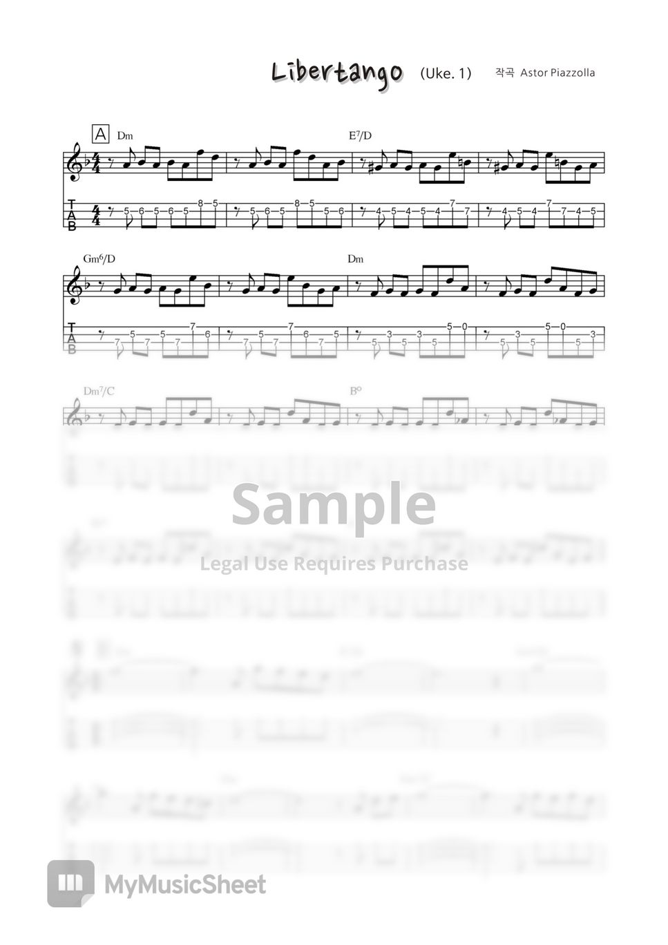 Astor Piazzolla - Libertango (합주곡) Sheet Music by 싱글벙글 우쿨렐레