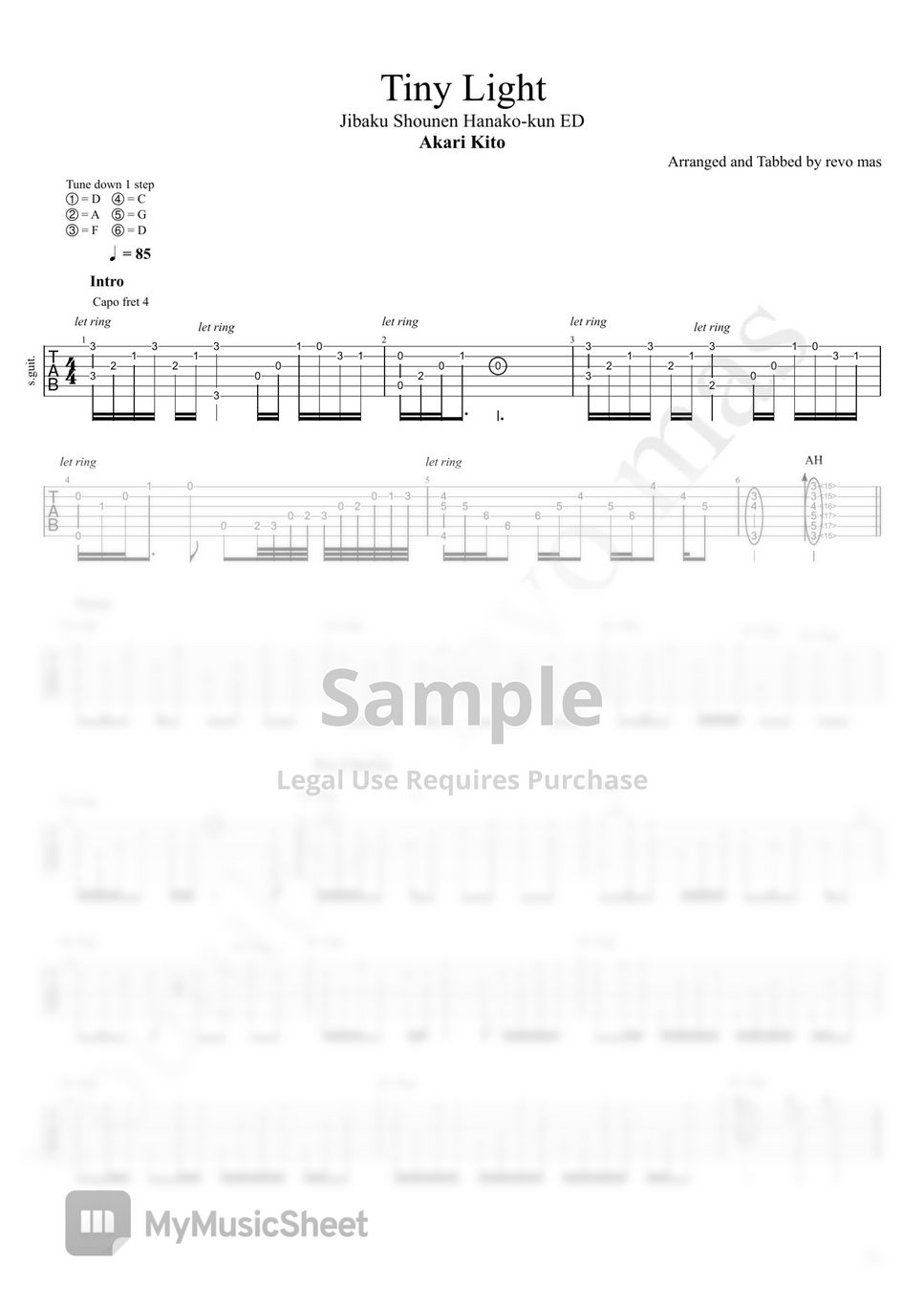 Akari Kito - Tiny Light (Hanako-kun ED) 악보 by revo mas