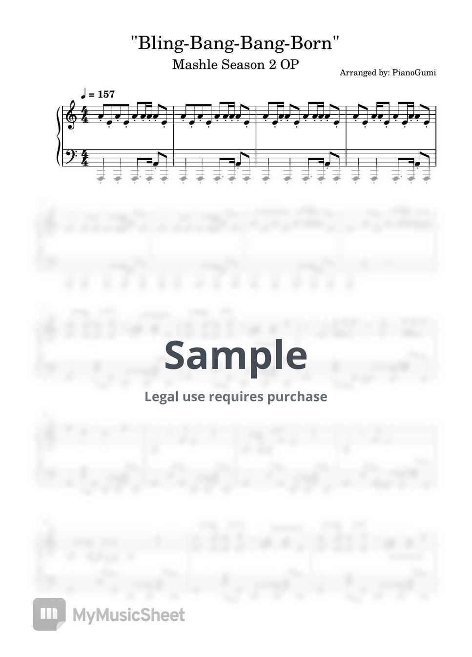 Creepy Nuts - Bling-Bang-Bang-Born (Mashle Season 2 OP - "Bling-Bang-Bang-Born") Sheets by PianoGumi