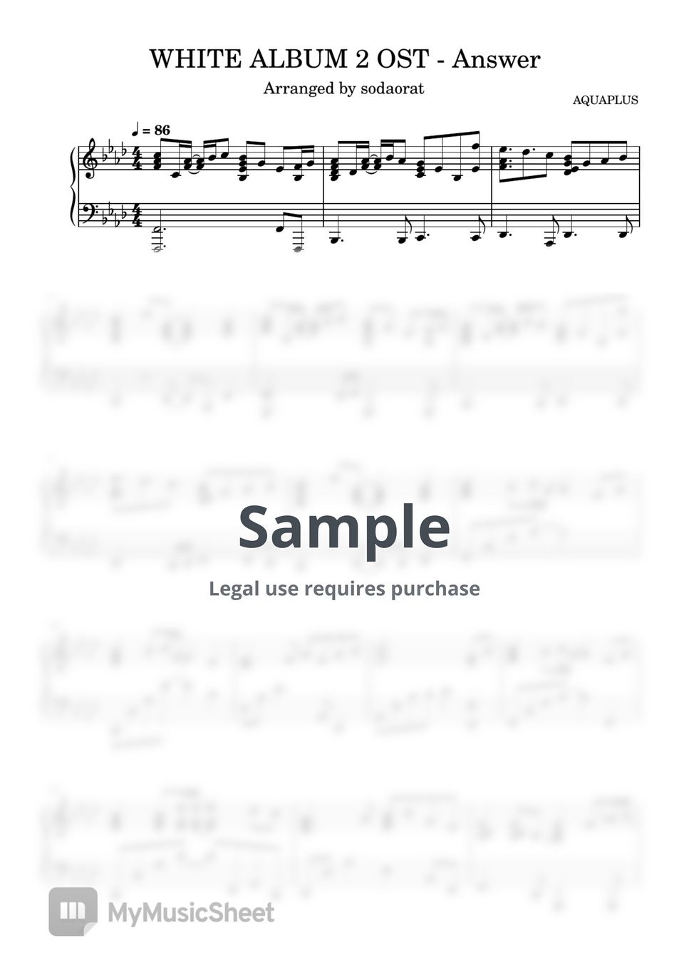 AQUAPLUS - WHITE ALBUM 2 OST - Answer Sheets by sodaorat