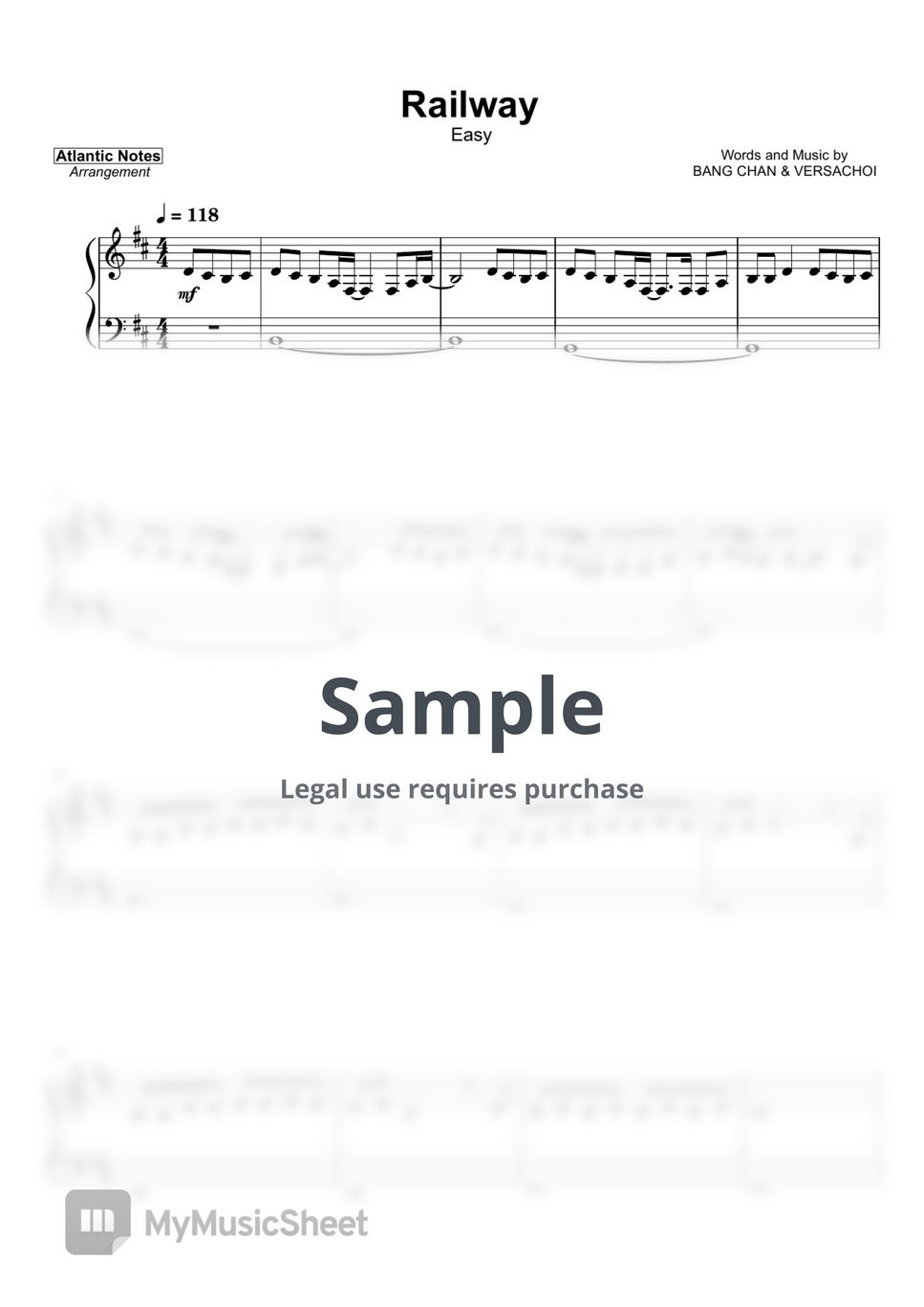 Bang Chan - Railway (Stray Kids) Sheets by Atlantic Notes