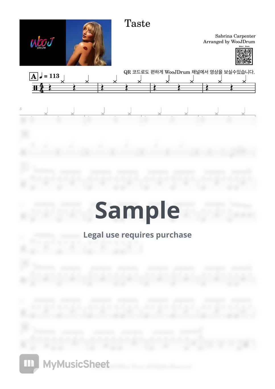 Sabrina Carpenter - Taste Sheet Music by WooJDrum