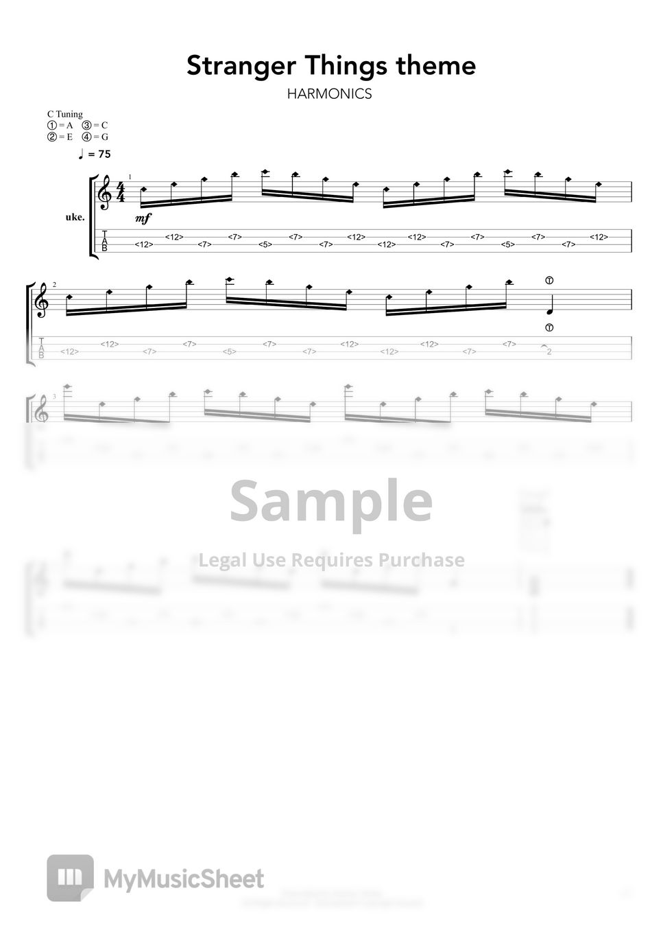 SURVIVE - Stranger Things theme Tab + 1staff by 4stringboy