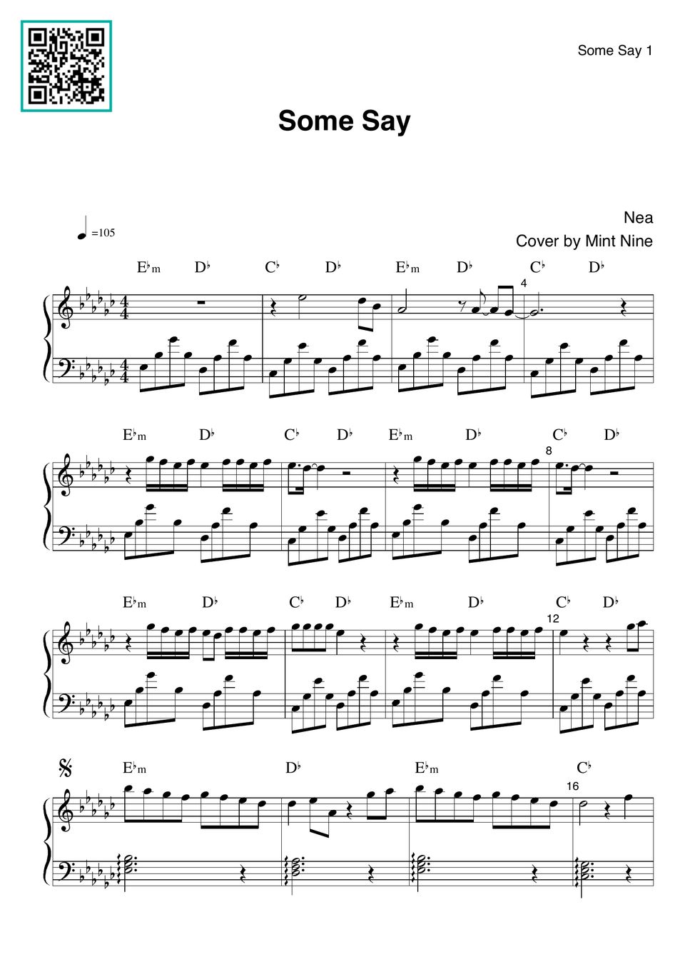 Nea - Some Say Sheet by Mint Nine