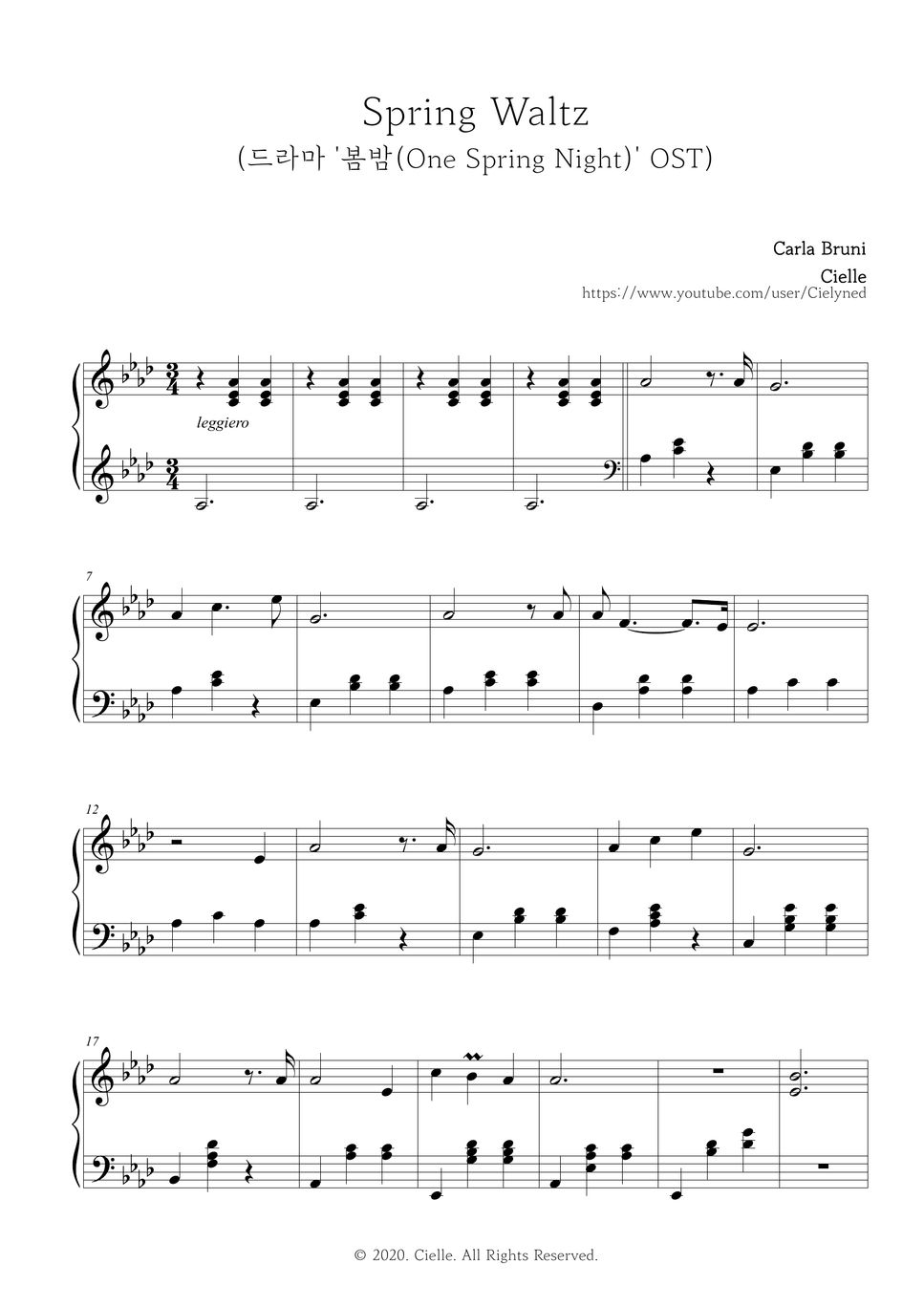 Carla Bruni - Spring Waltz (One Spring Night) Sheet by Cielle