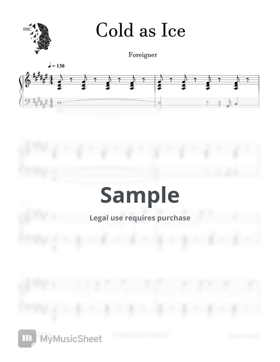 Foreigner - Cold as Ice 乐谱 by Digital Scores Collection