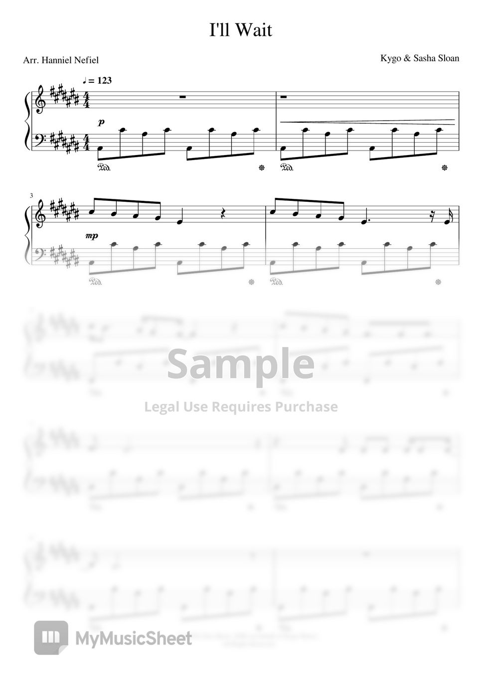 Kygo & Sasha Sloan - I'll Wait (Piano) 악보 by Hanniel Nefiel