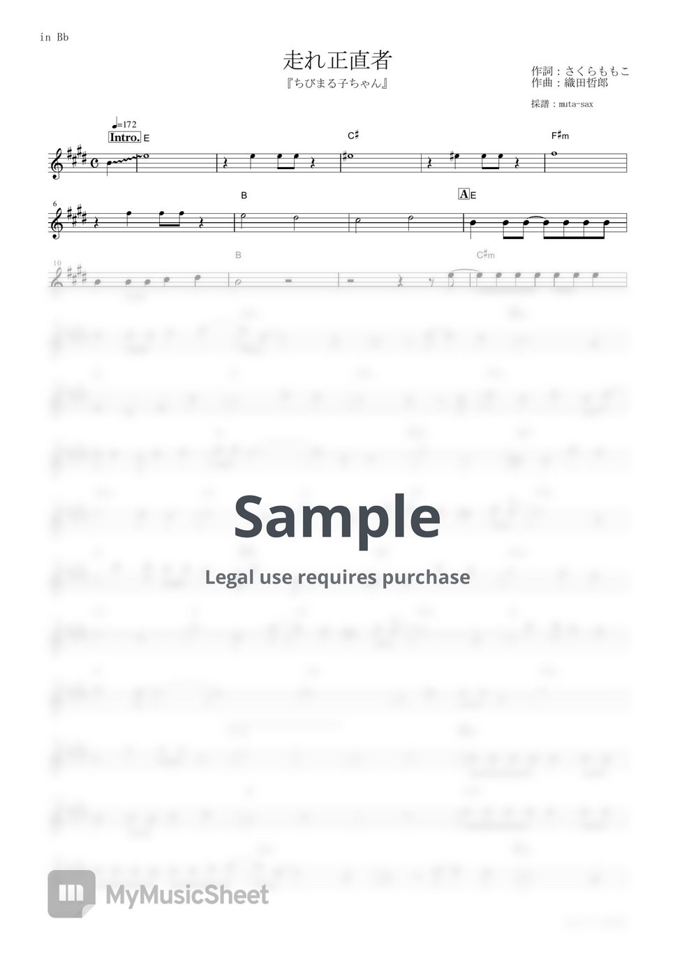 Hideki Saijou - Hashire Shoujikimono (Chibi Maruko-chan / in Bb) Sheet ...