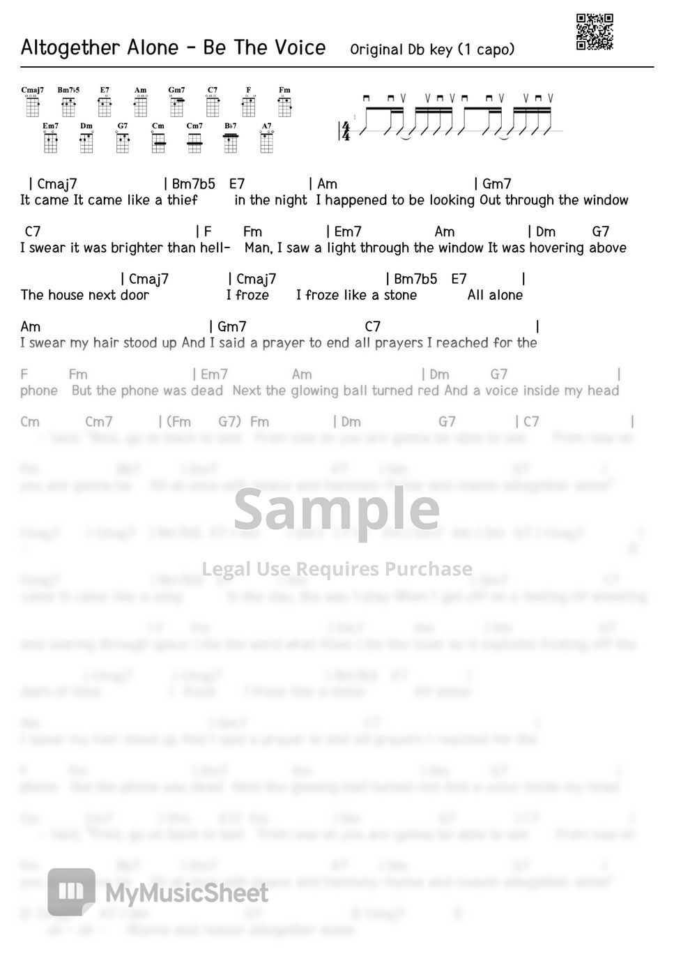 Be The Voice - Altogether Alone 악보 by 우쿨소년