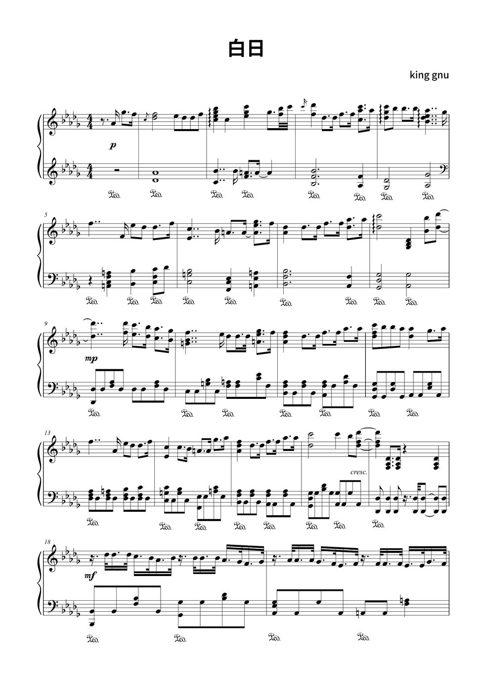 King Gnu - Hakujitsu (白日) Helaian by CANACAN family