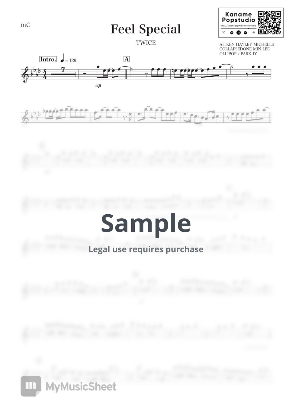 TWICE - Feel Special (C) 악보 by Kaname@Popstudio