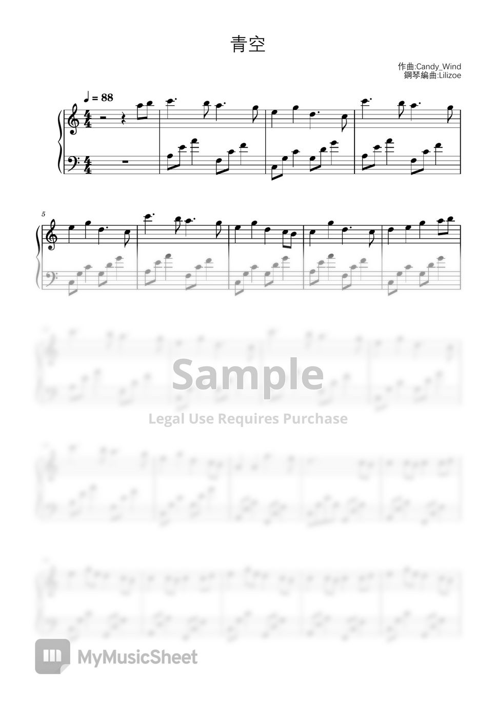 Candy Wind - Blue Sky โน้ตเพลง by Lilizoe