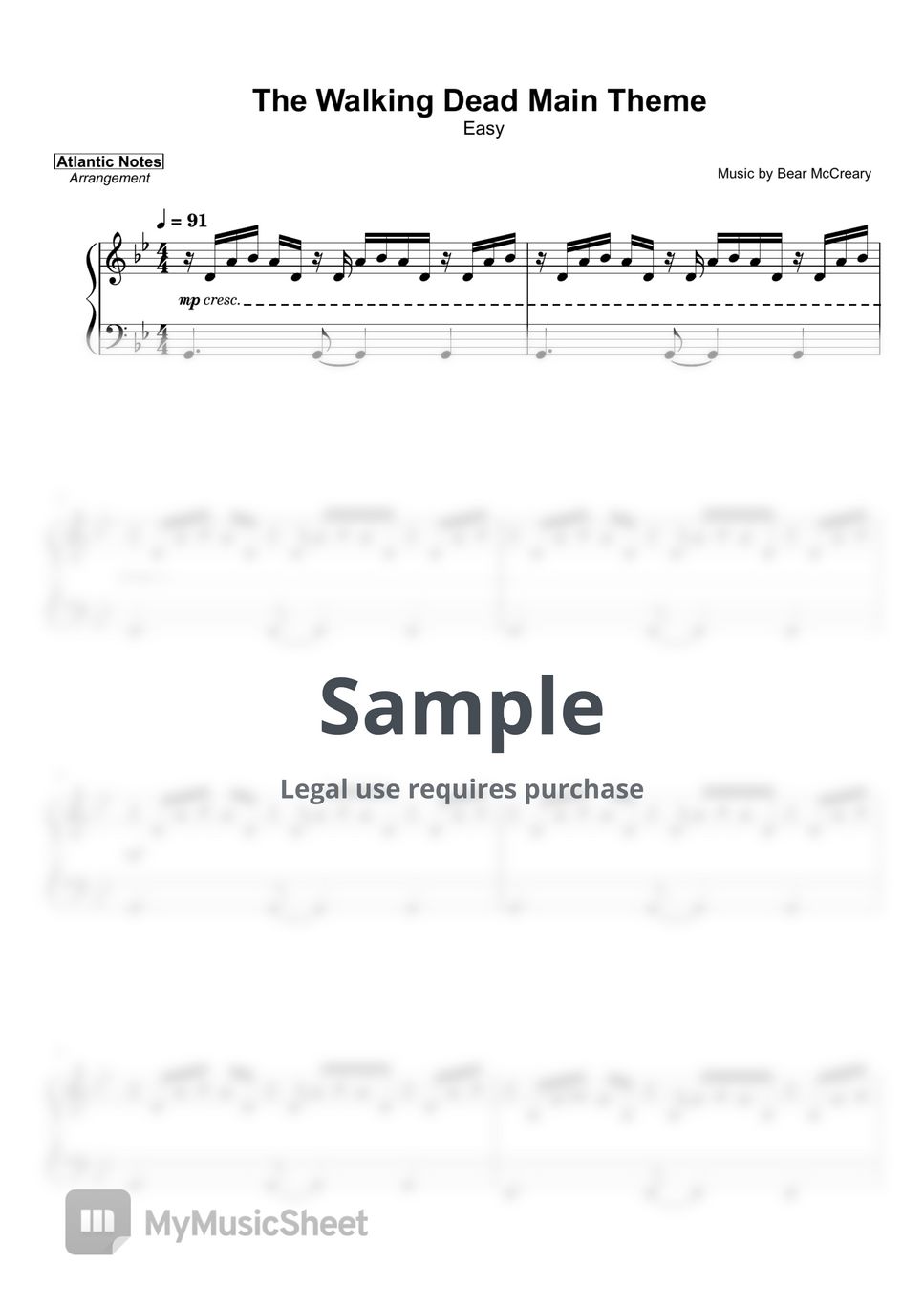 Bear McCreary - The Walking Dead Main Theme 악보 by Atlantic Notes
