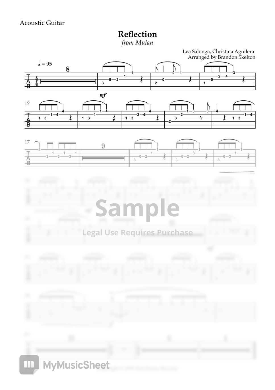 Christina Aguilera - Reflection (Parts) Sheets by Brandon Skelton