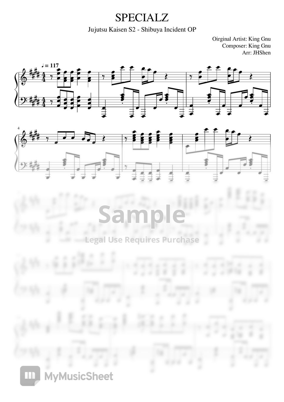 King Gnu - SPECIALZ (PV version) Sheets by JHShen